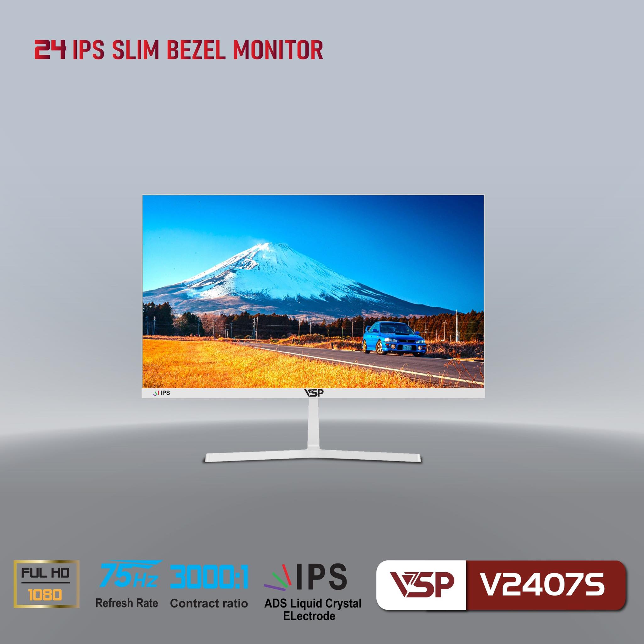 Màn hình VSP V2407S 24ich ips, full viền (màu trắng)